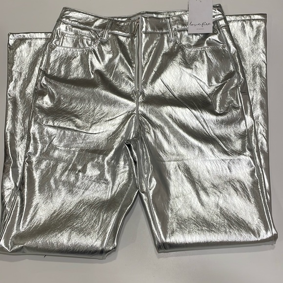 love, Fire | Pants & Jumpsuits | Nwt Love Fire Silver Metallic Zipper ...